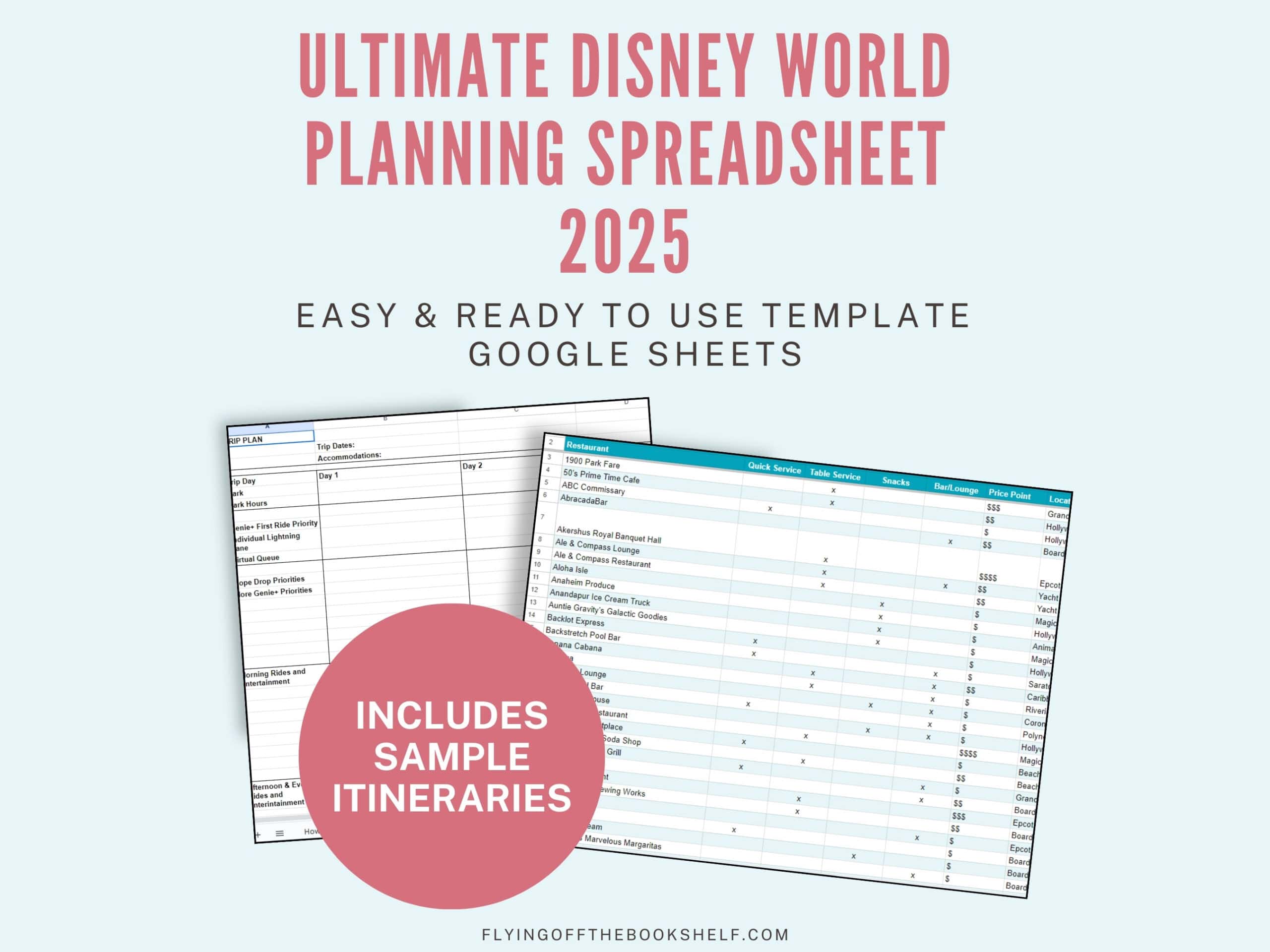 Ultimate Disney World Planning Spreadsheet - Flying Off The Bookshelf