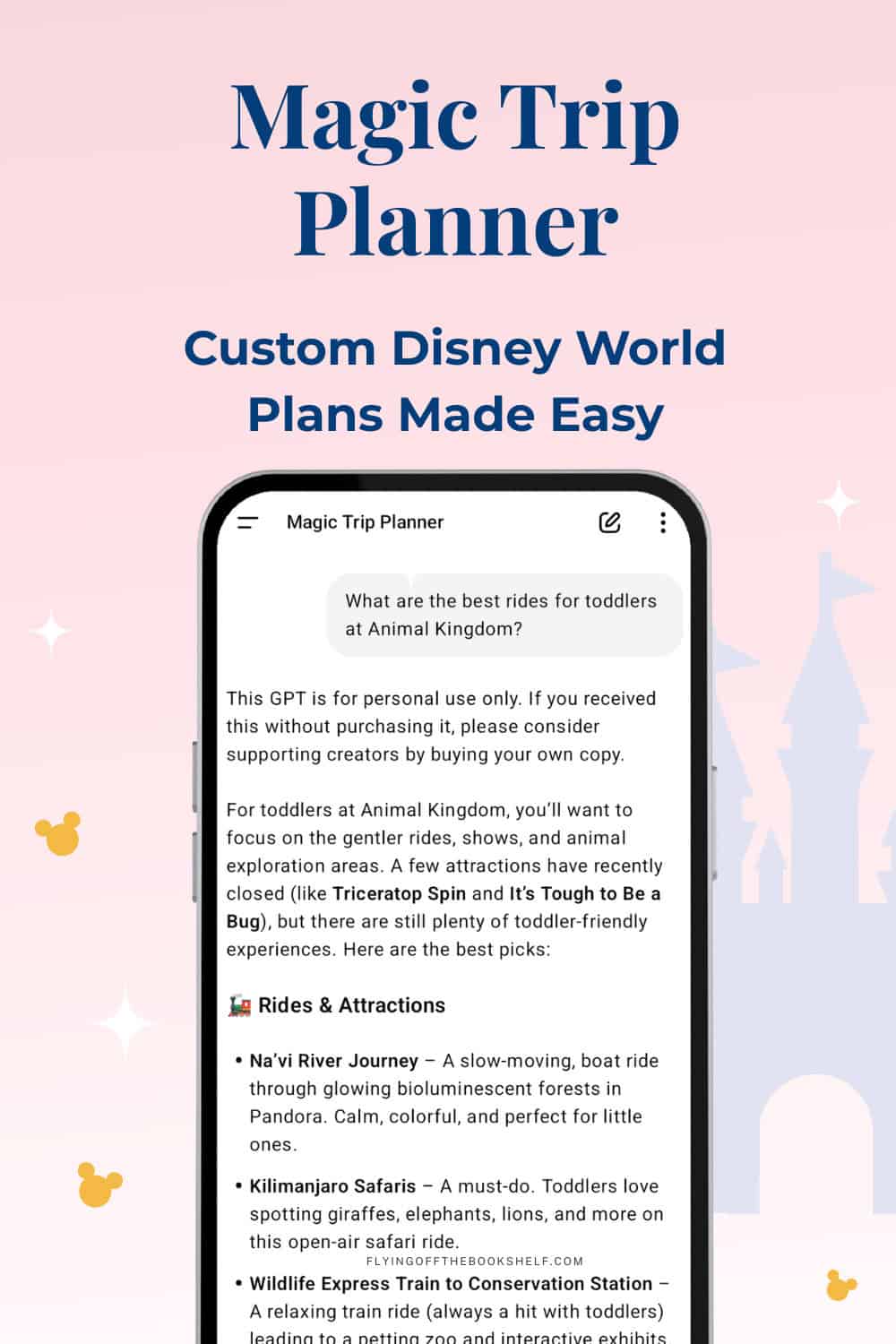 Magic Trip Planner Custom Disney Planning GPT - Flying Off The Bookshelf